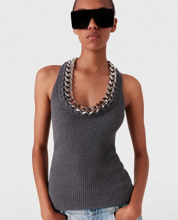 Stella Mccartney Chunky Chain Tank Top - Dark Gray Melange